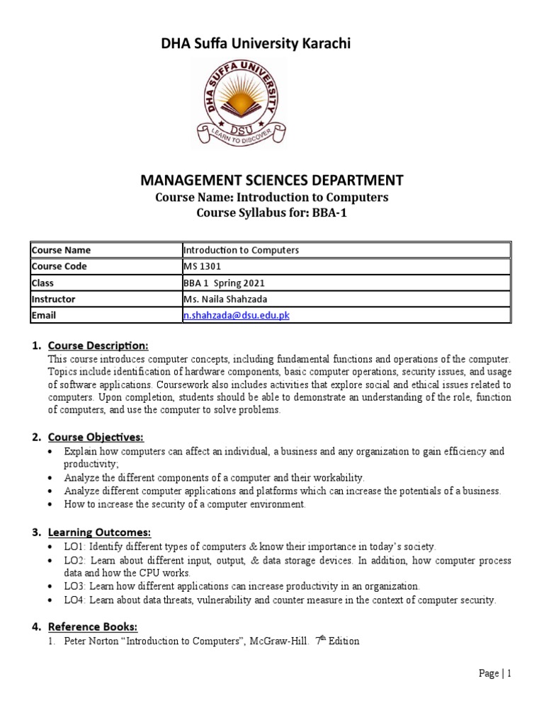 ITC Course Outline - Spring 2021 | PDF | Operating System | Personal ...