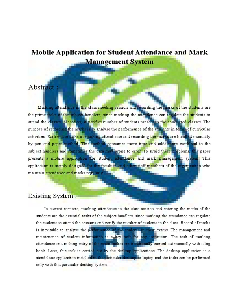 Mobile App for Attendance & Marks Management | PDF | Internet | Databases