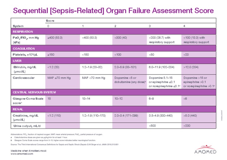 Sequential (Sepsis-Related) Organ Failure Assessment Score | PDF ...