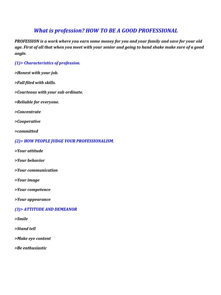 Key Traits of Professionalism | PDF | Career & Growth | Business