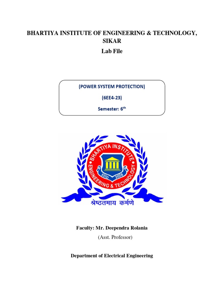 Power System Protection Lab | PDF | Relay | Electrical Impedance