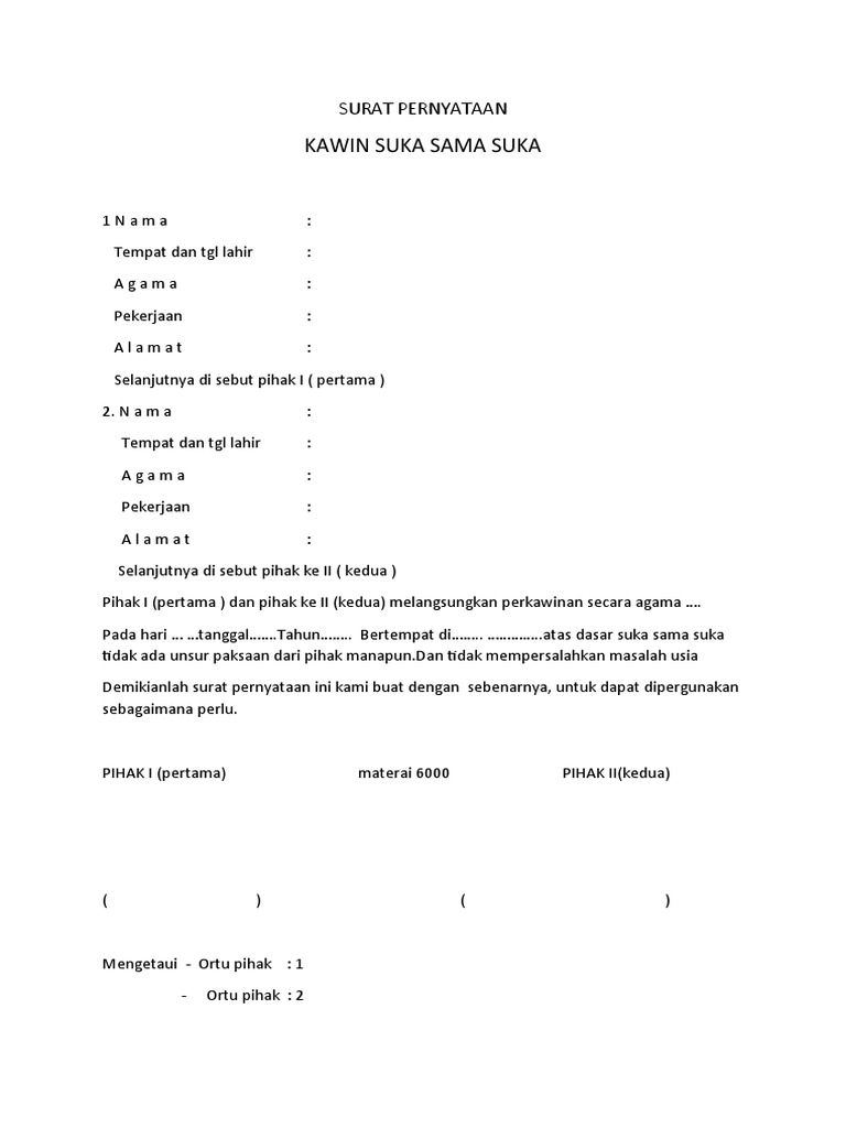 Pernyataan Suka Sama Suka | PDF