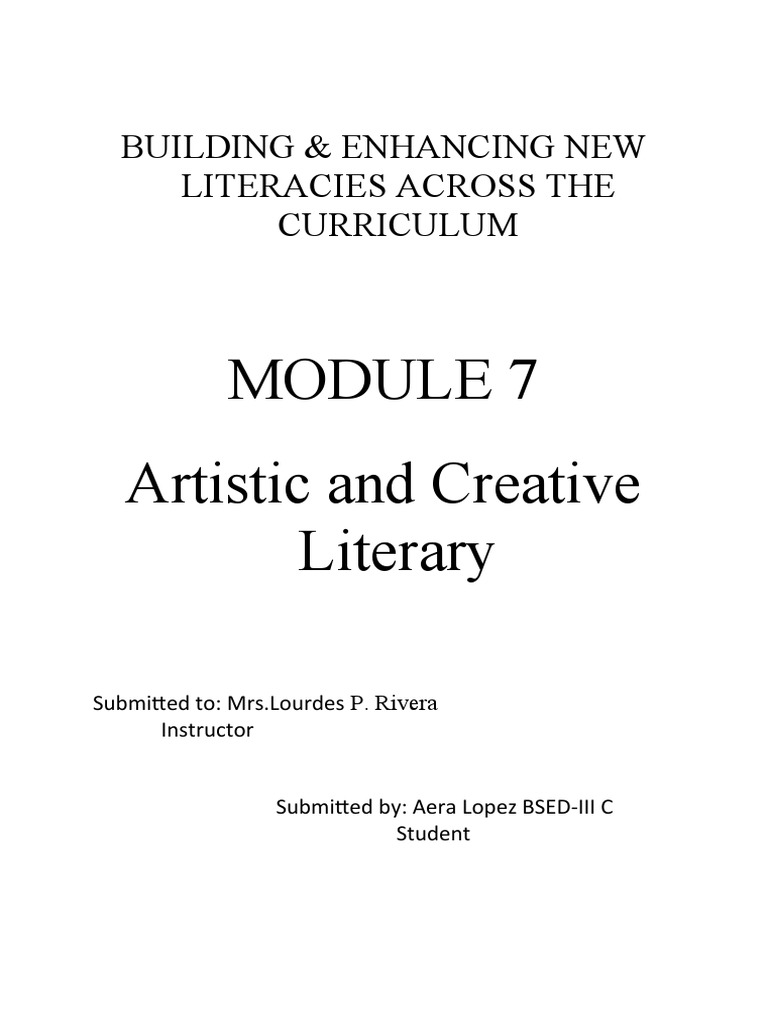 Artistic and Creative Literary: Building & Enhancing New Literacies ...