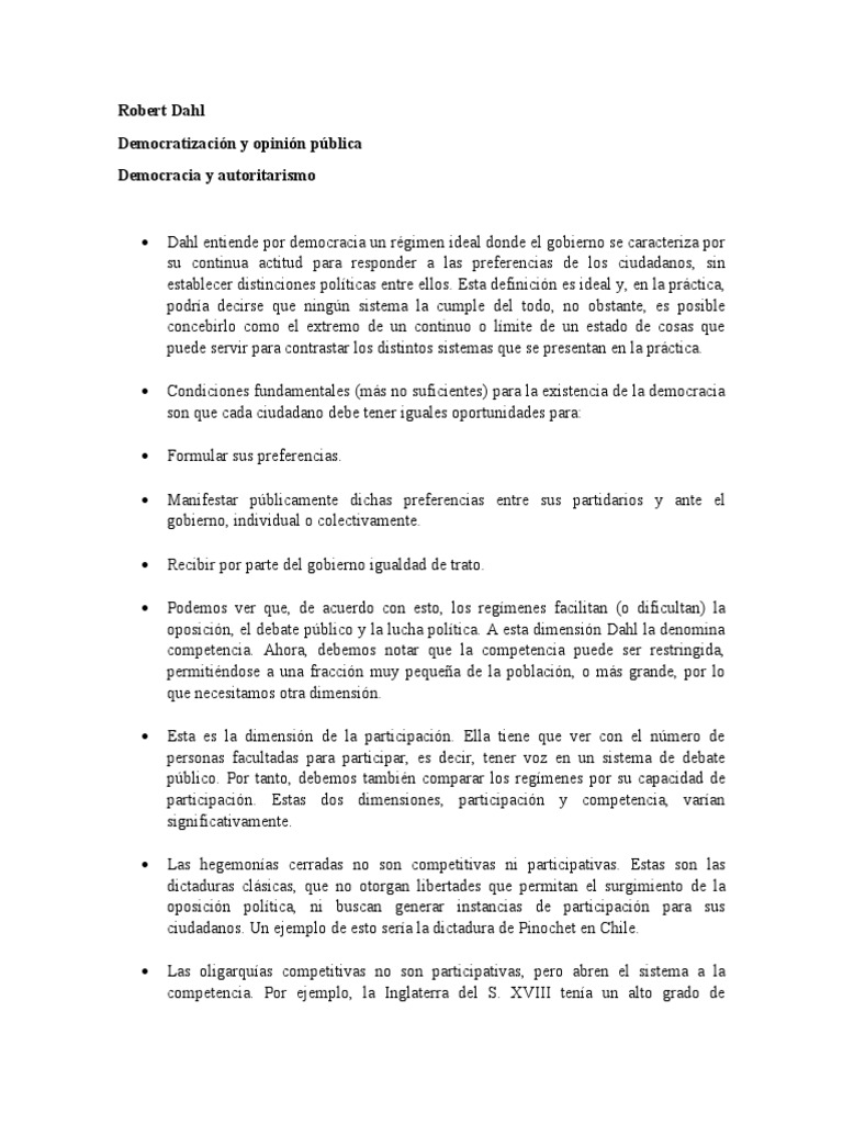 Robert Dahl's Analysis of the Dimensions of Democracy and ...