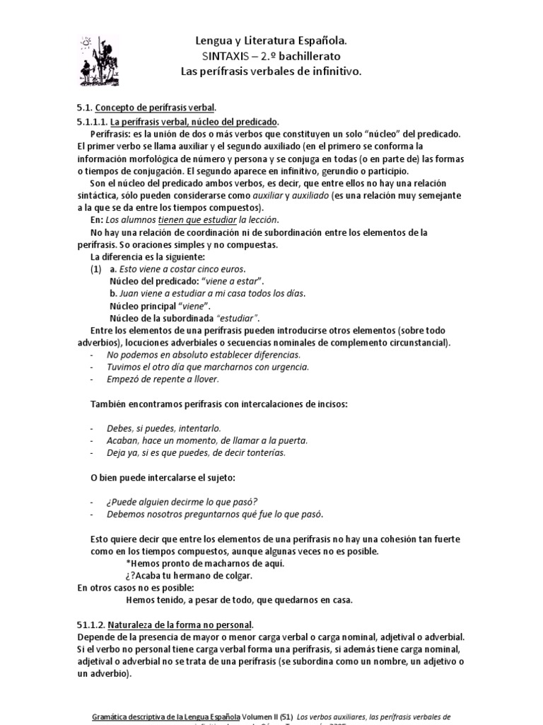 Las Perifrasis Verbales (De Infinitivo) | PDF | Verbo | Adverbio