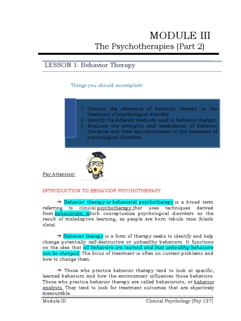 CLINICAL Module 3 | Download Free PDF | Behaviour Therapy | Cognitive ...