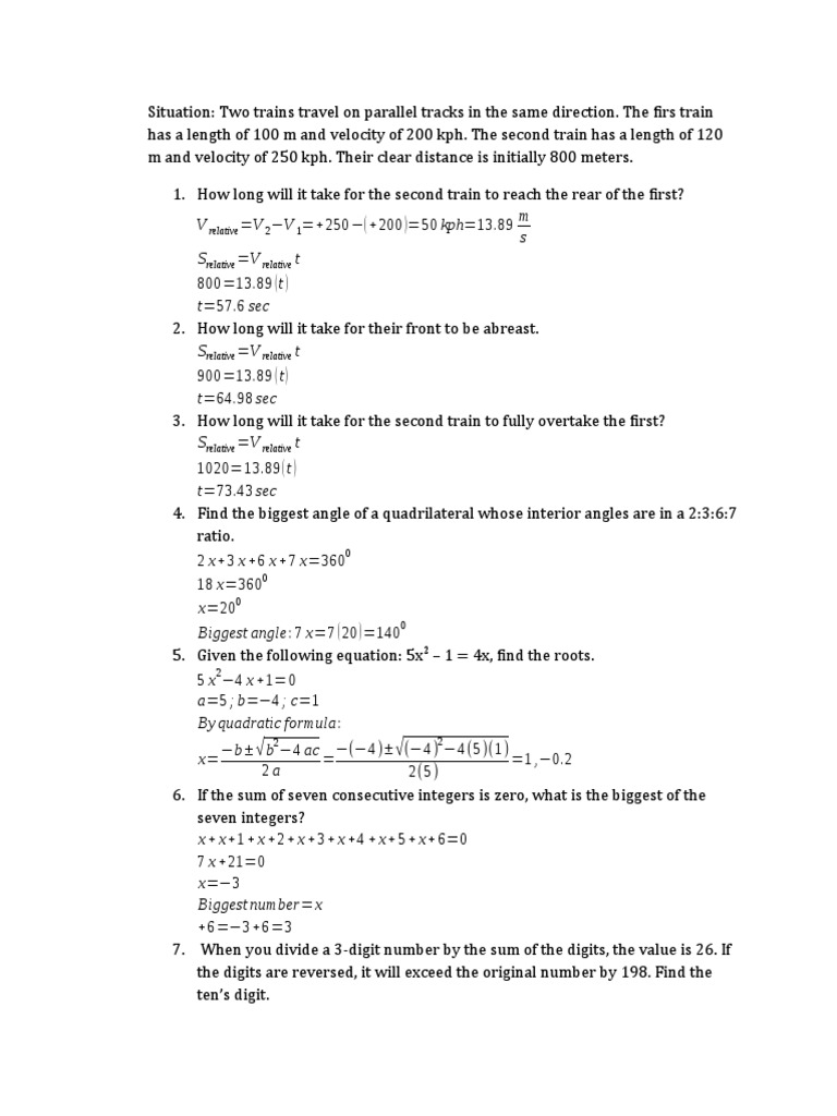 Algebra Answers Faller | PDF | Speed | Quadratic Equation