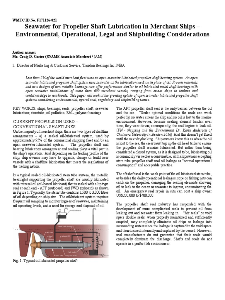 Seawater For Propeller Shaft Lubrication in Merchant Ships | PDF ...
