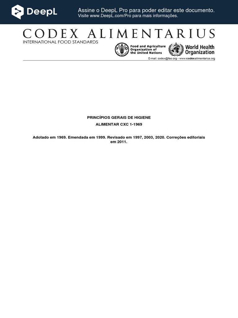 Codex Alimentarius 2020 P1 PT | PDF | Análise de perigos e pontos críticos de controle ...