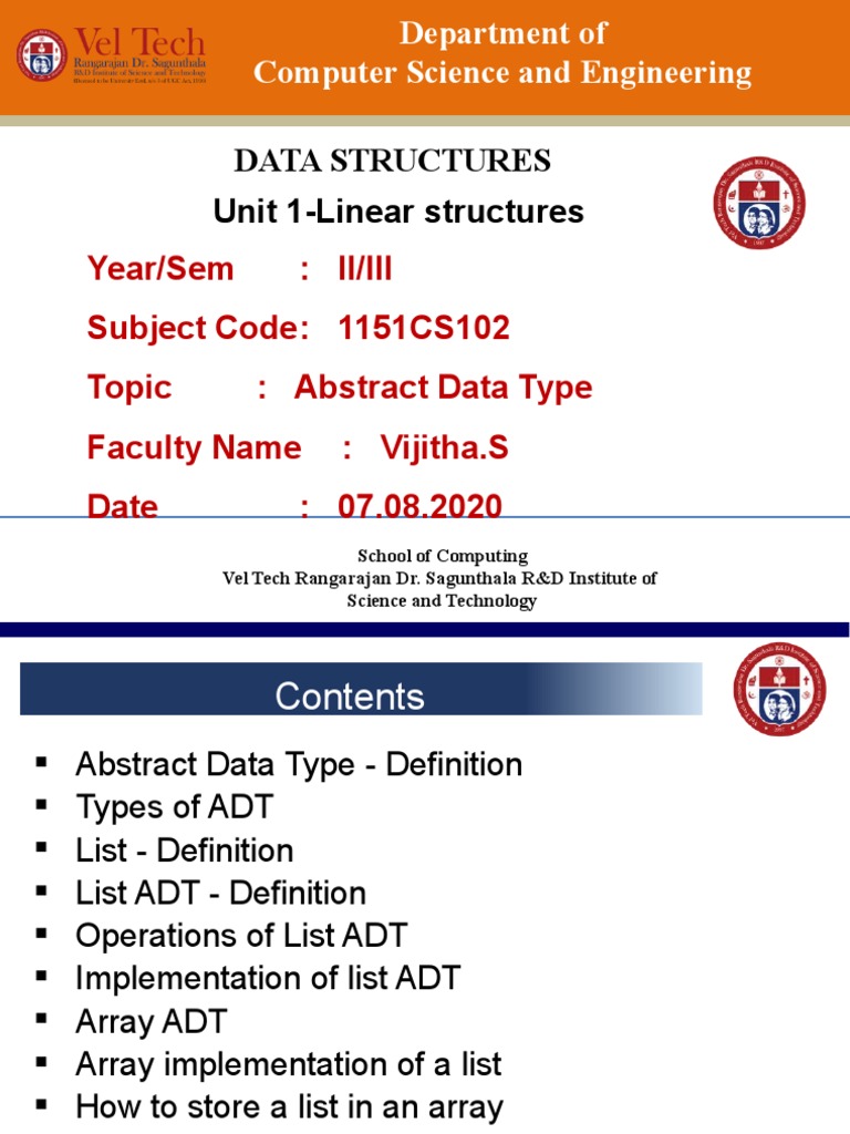 Data Structures Unit 1 Linear Structures Pdf Array Data Structure 9258