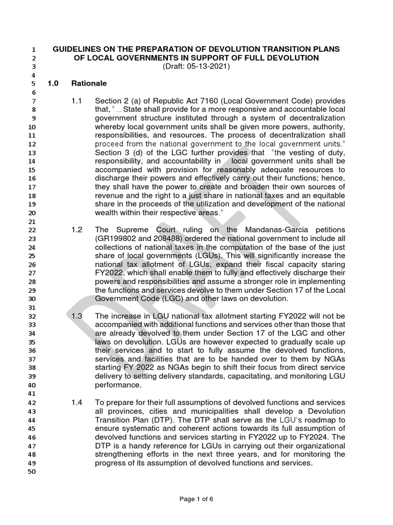 Devolution Transition Plans for LGUs | PDF | Capacity Building | Health ...