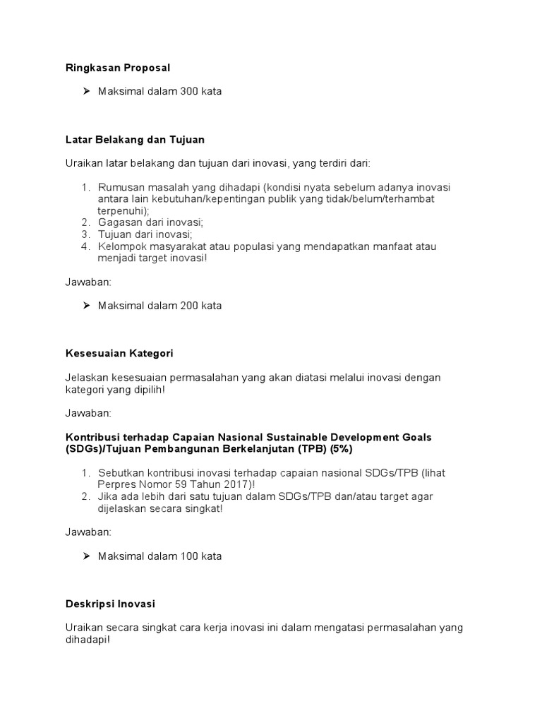Ringkasan Proposal Inovasi | PDF