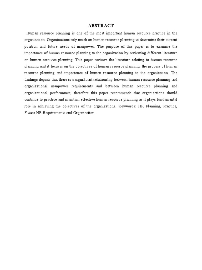 ABSTRACT - HR Planning | PDF