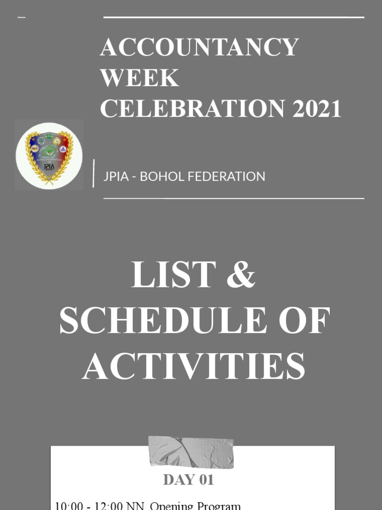 Accountancy Week Celebration 2021: Jpia - Bohol Federation | PDF ...