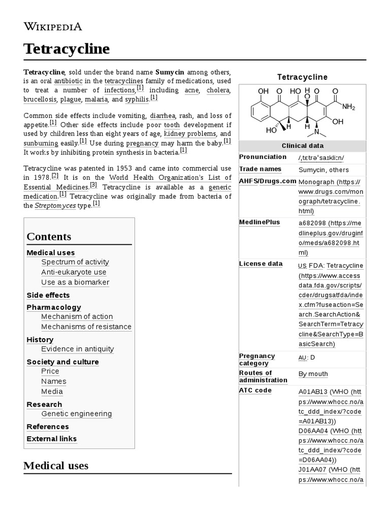 Tetracycline Introduction | PDF | Clinical Medicine | Medical Specialties