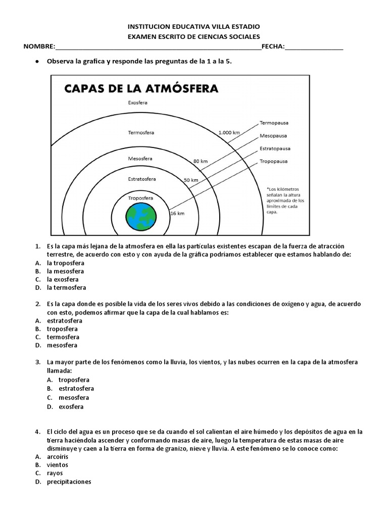 Examen de Sociales El Clima | PDF | Clima | Clima templado