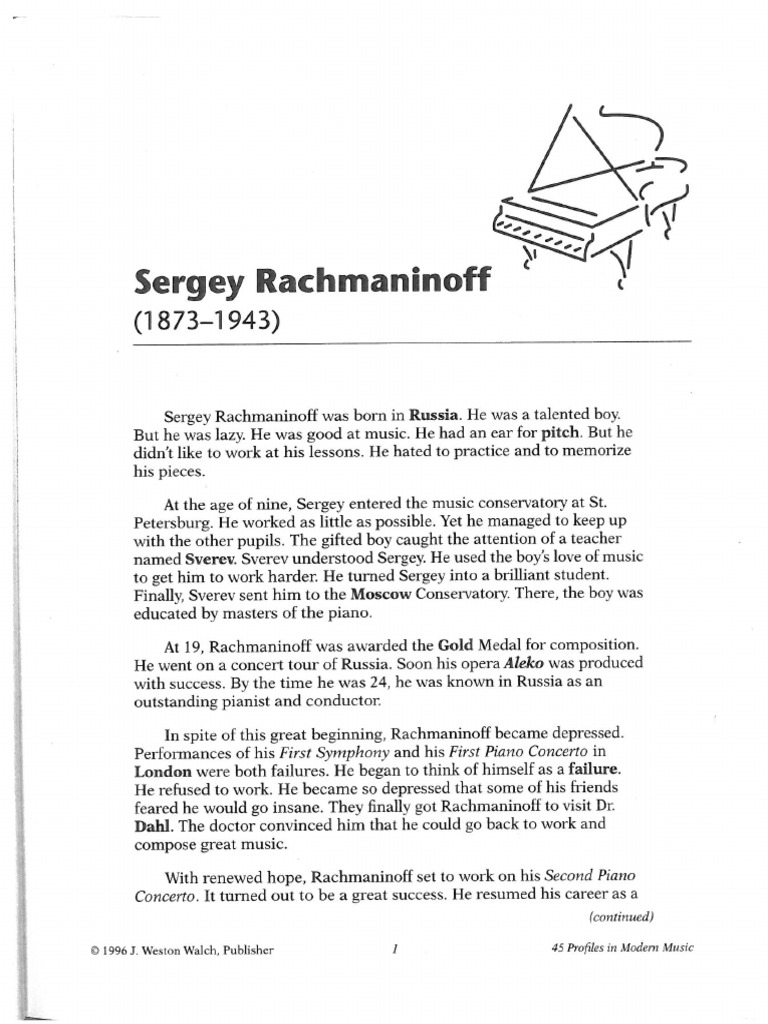 Sergey Rachmaninoff Worksheet | PDF