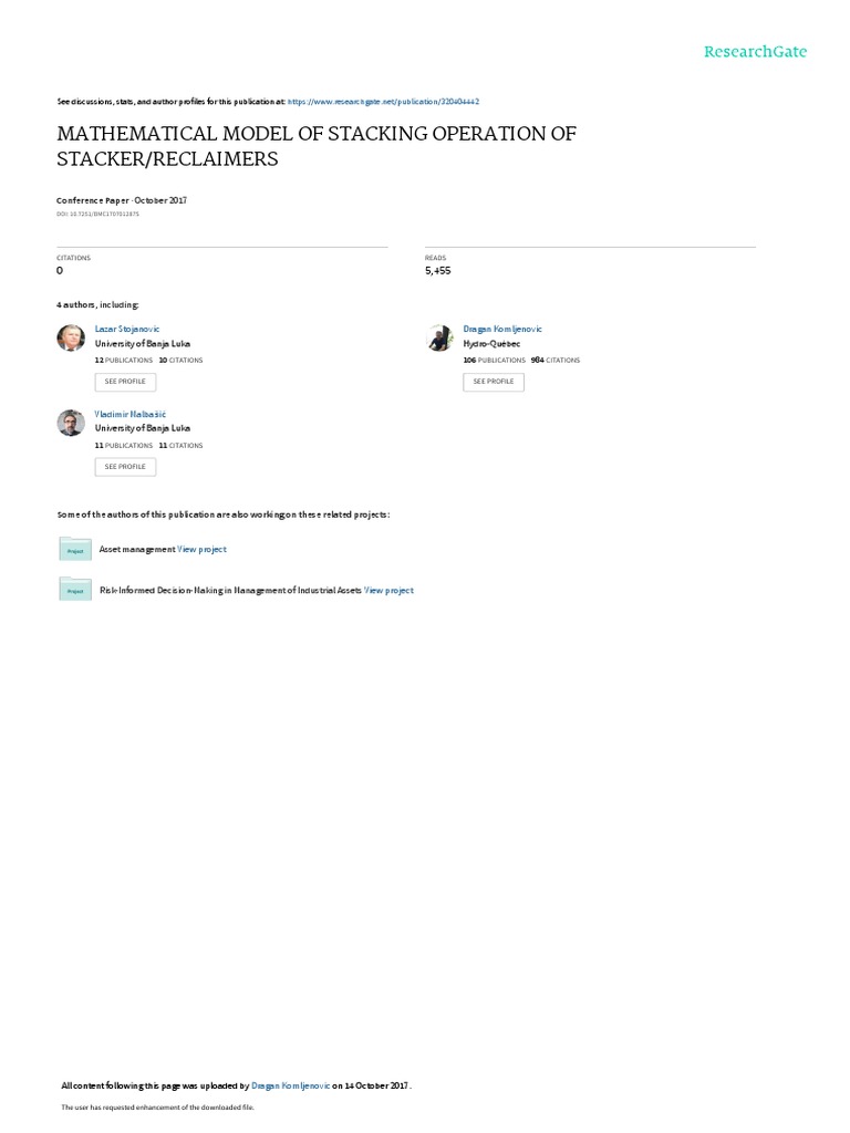Stacker/Reclaimer Ops Model | PDF | Teaching Mathematics | Nature