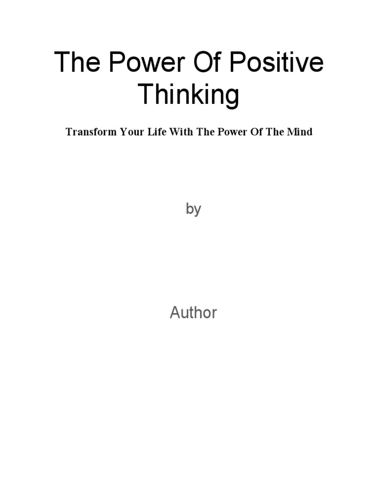 The Power of Positive Thinking | PDF | Optimism | Thought