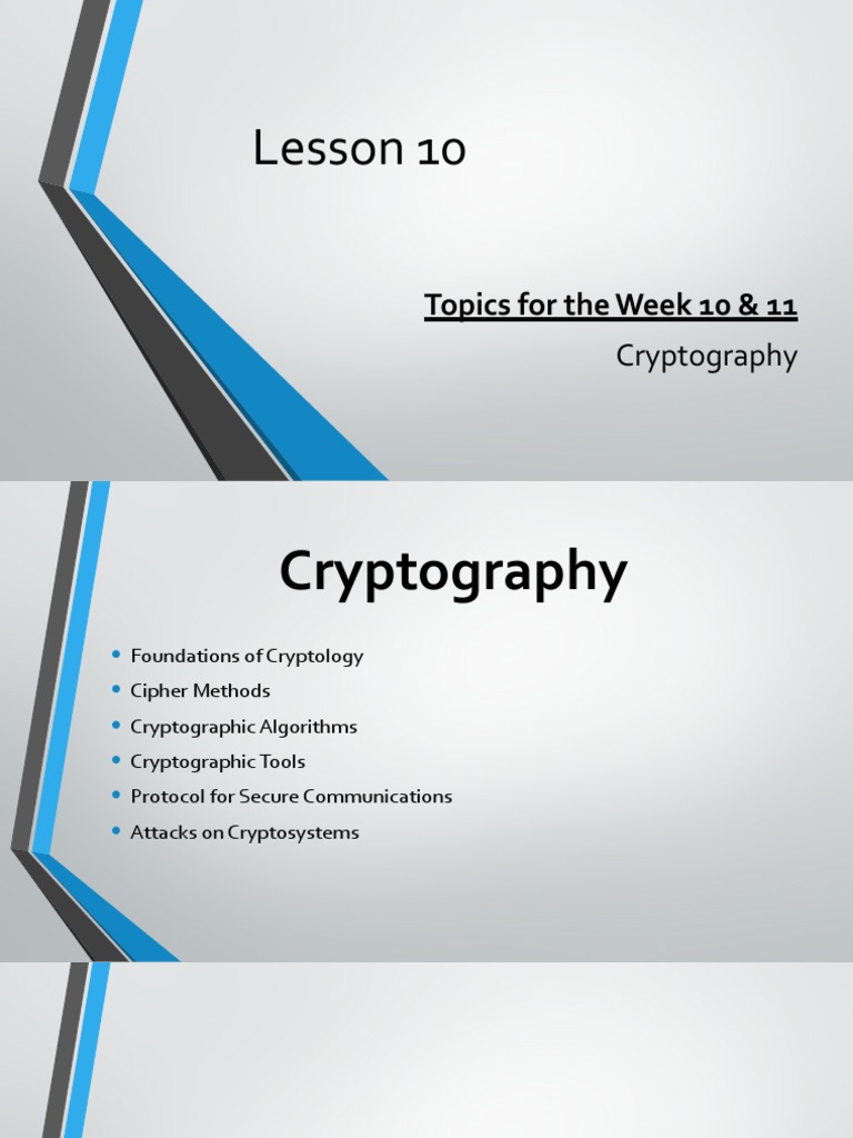 Lesson 10: Topics For The Week 10 & 11 | PDF | Cryptography | Public ...