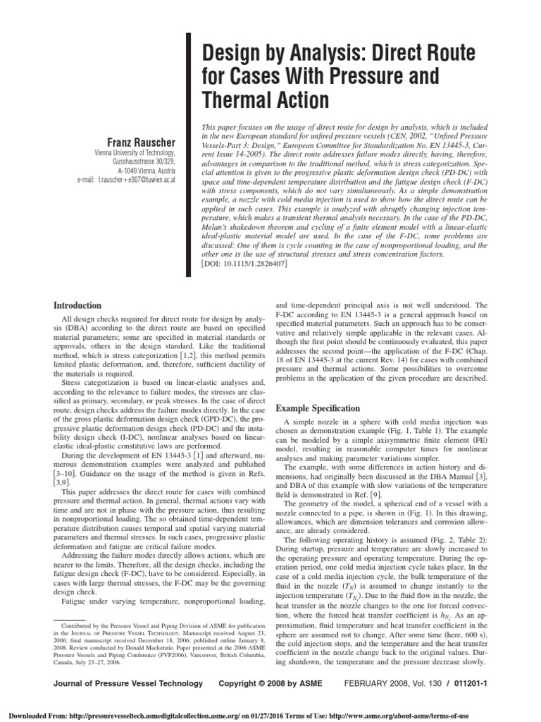 F.Rauscher - Design by Analysis - Direct Route For Cases With Pressure ...