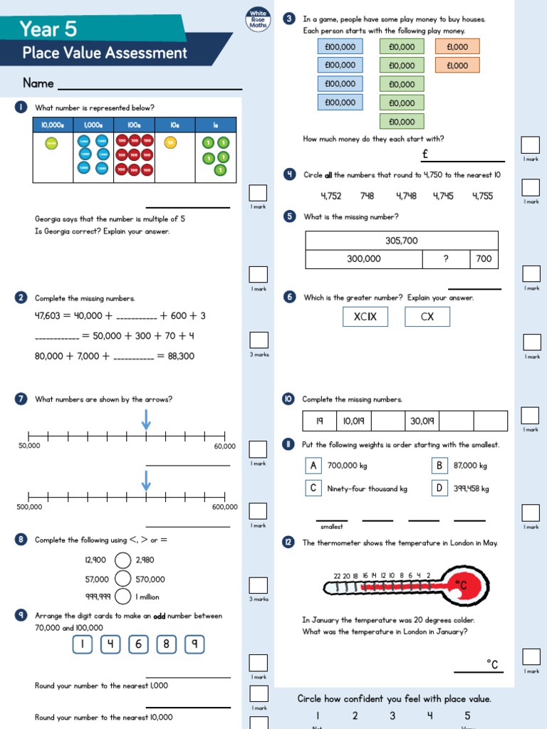 Year 5 Place Value Assessment | PDF | Quantity | Thermodynamics