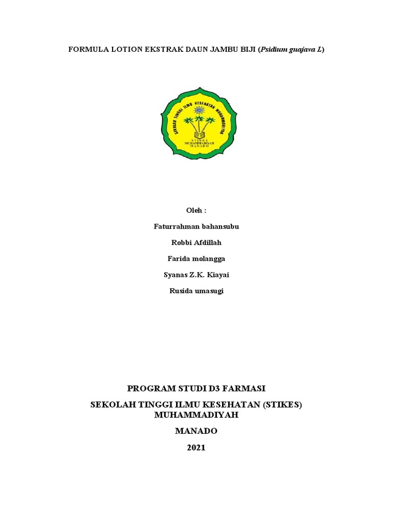 Formula Lotion Ekstrak Daun Jambu Biji | PDF