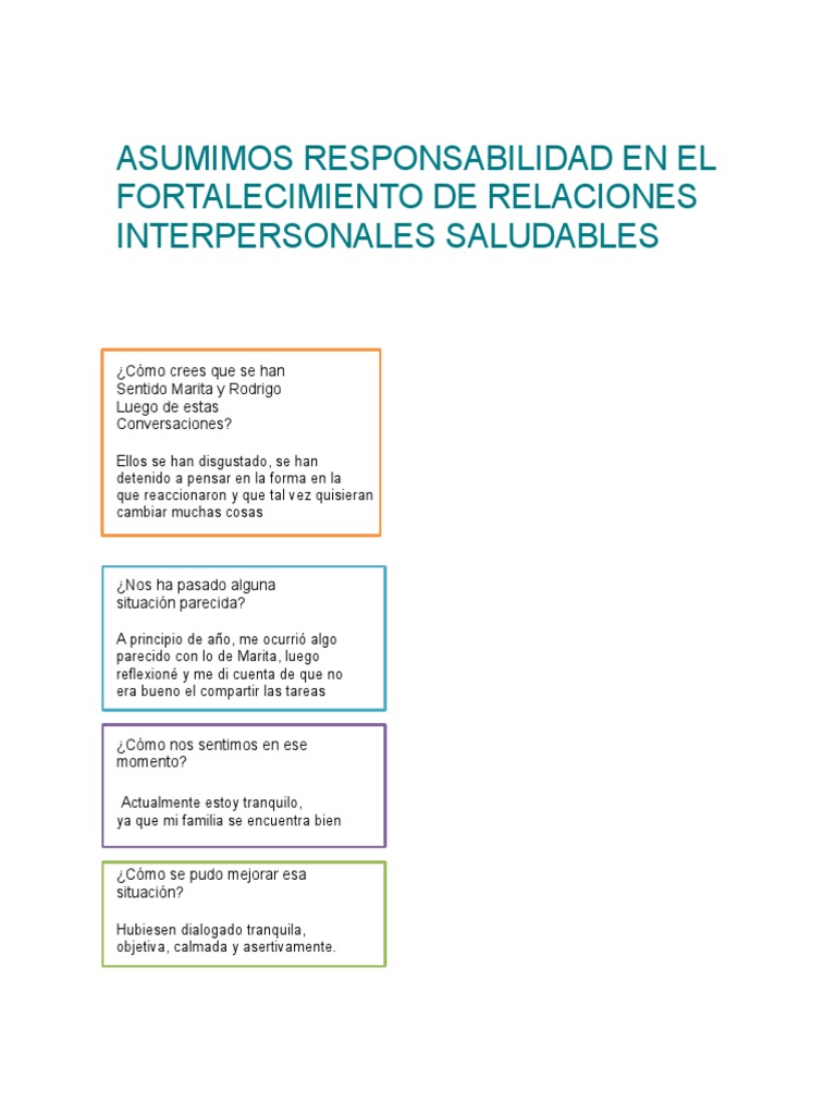 Asumimos Responsabilidad en El Fortalecimiento de Relaciones ...