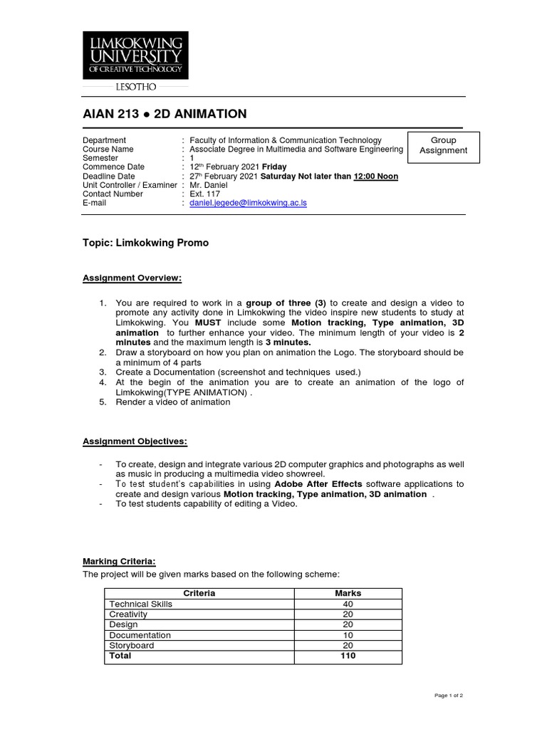 2D Animation Group Assignment | PDF | 3 D Computer Graphics | Animation