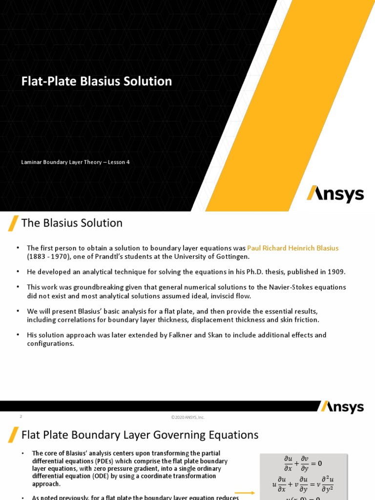 Lesson4 Flat Plate Blasius Solution Handout | PDF | Boundary Layer | Chemical Engineering