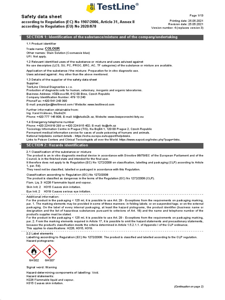 Safety Data Sheet: SECTION 1: Identification of The Substance/mixture ...