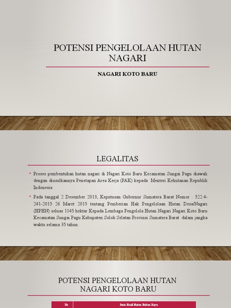 Potensi Pengelolaan Hutan Nagari Koto Baru | PDF