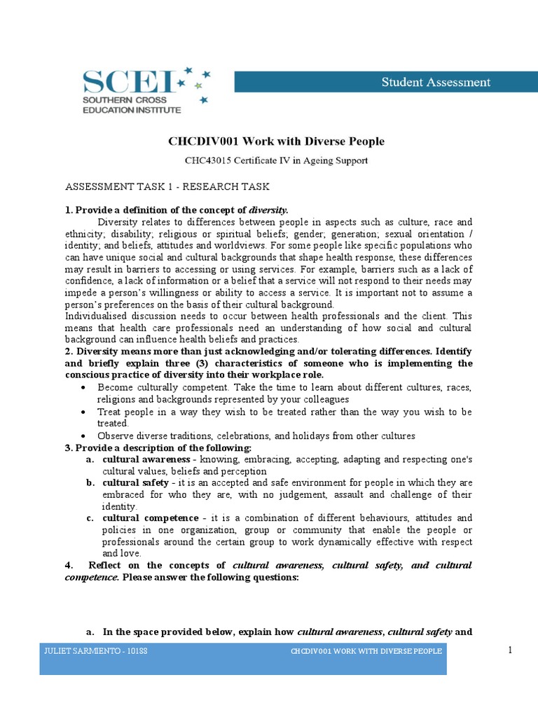 Chcdiv001 Task 1 Work With Diverse People | PDF | Lgbt | LGBTQIA+ Studies
