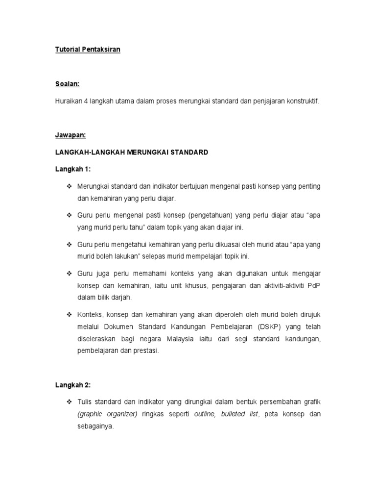 4 Langkah Proses Merungkai Standard Dan Penjajaran Konstruktif | PDF