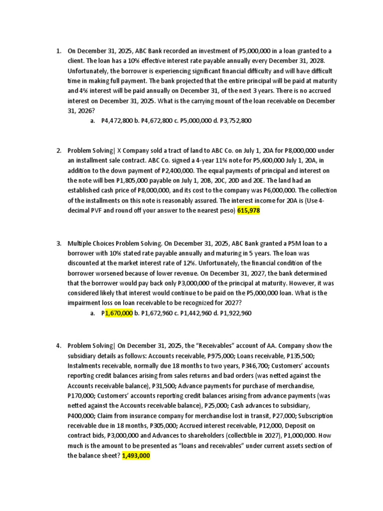 Calculating Impairment Loss on Loan Receivable | PDF | Bad Debt | Banks