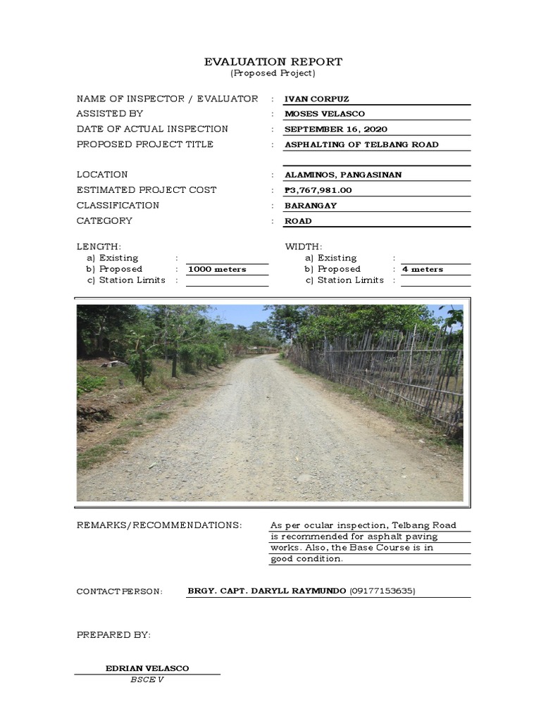 Project Proposal Asphalt Road | PDF | Asphalt | Transport