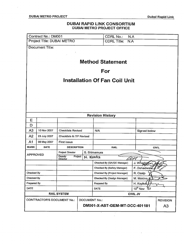 (A3) MS For Installation of Fan Coil Unit | PDF