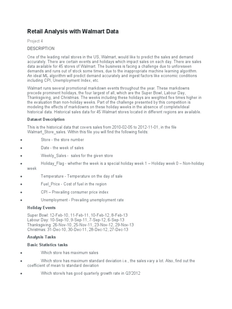Walmart Sales Prediction Analysis | PDF | Consumer Price Index | Walmart