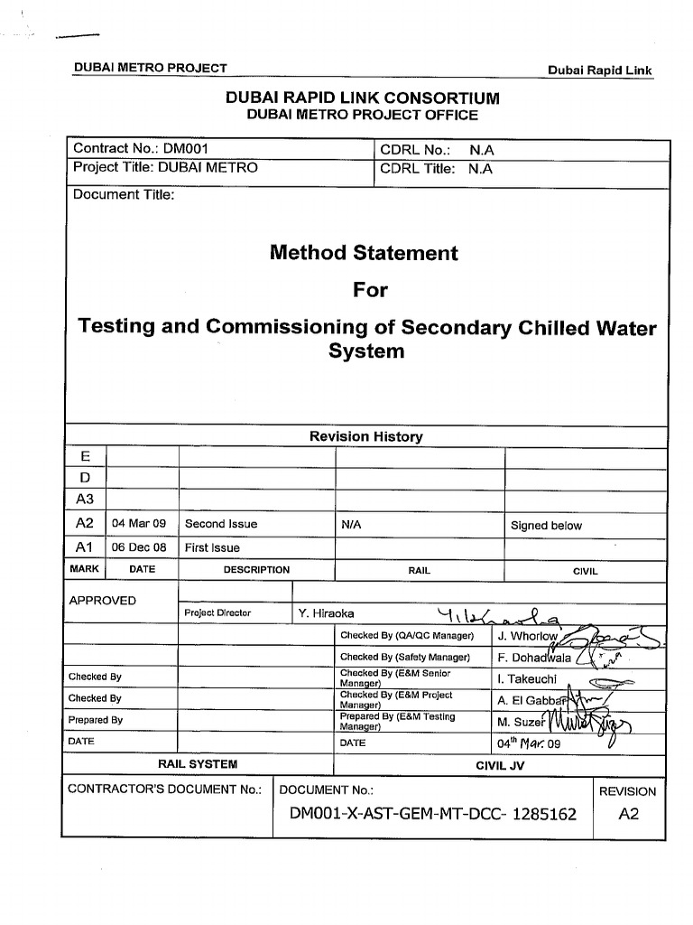 (A2) MS For Testing and Commissioning of Secondary Chilled Water System ...
