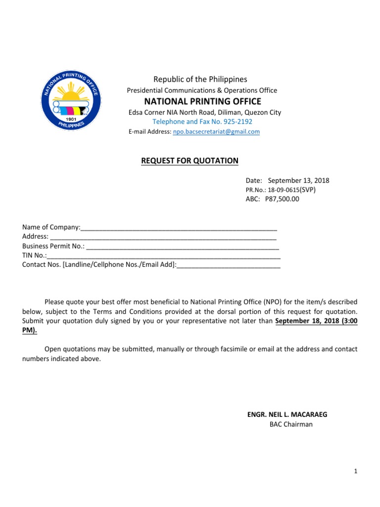 National Printing Office: Republic of The Philippines | PDF ...