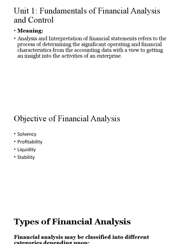 Unit 1: Fundamentals of Financial Analysis and Control | PDF
