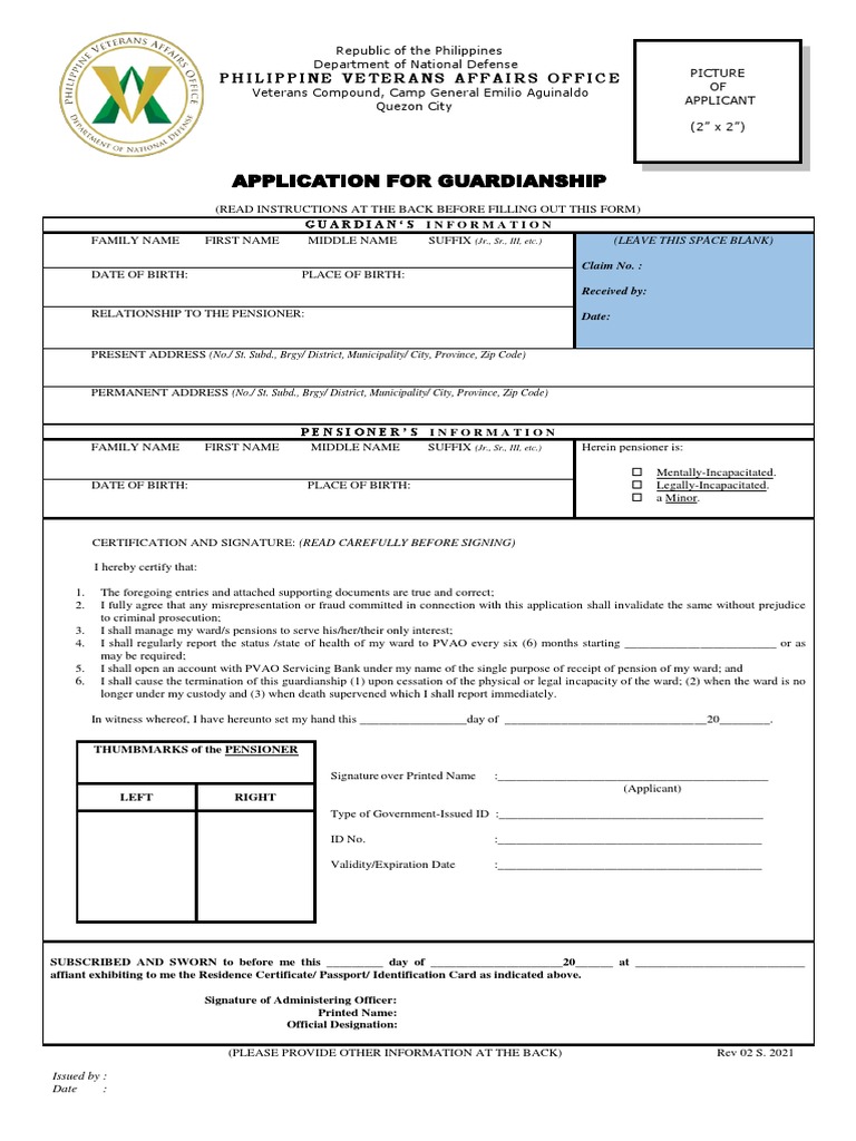 Philippine Veterans Affairs Office: (Leave This Space Blank) | PDF ...