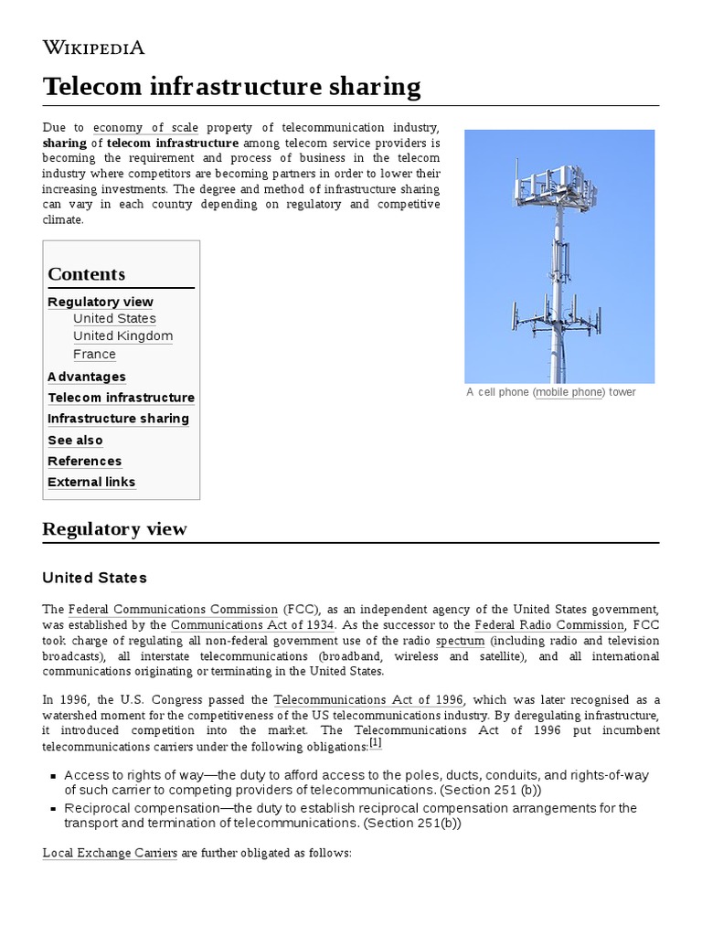Telecom Infrastructure Sharing Pdf Telecommunications Information