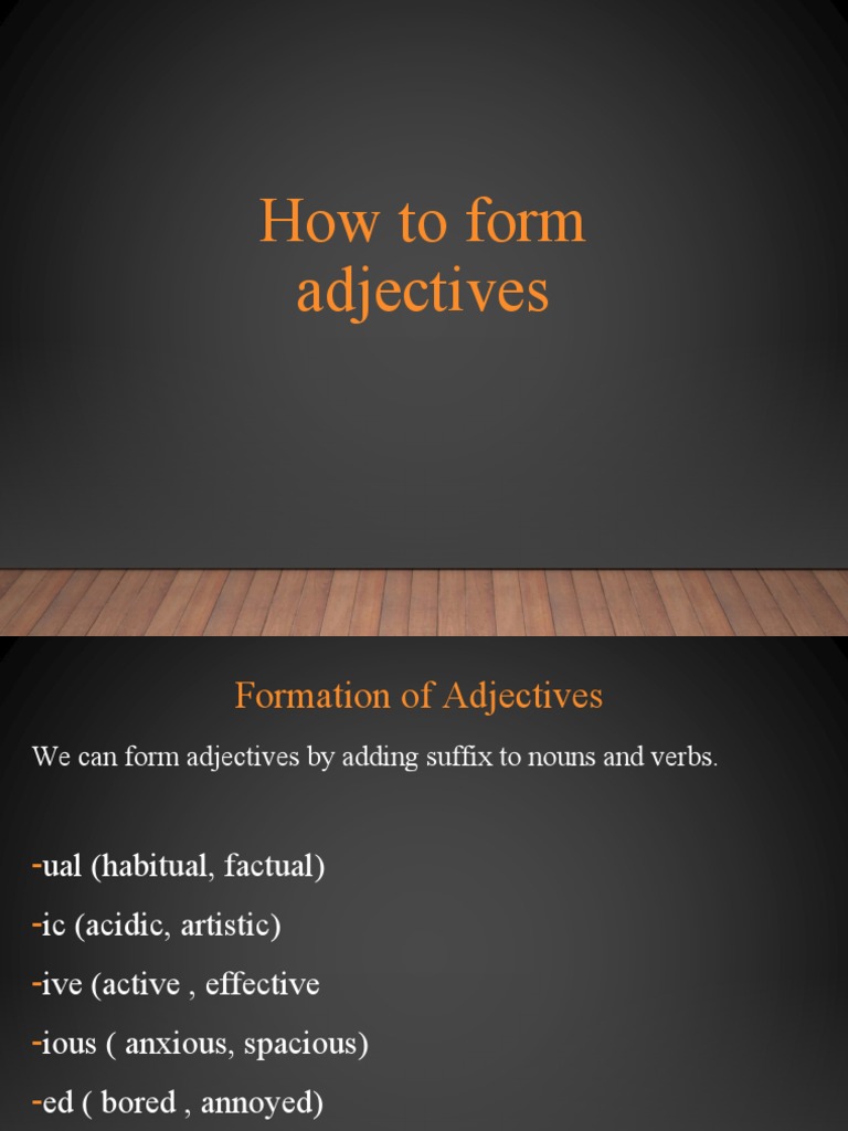 Formation of Adj | PDF | Adjective | Verb