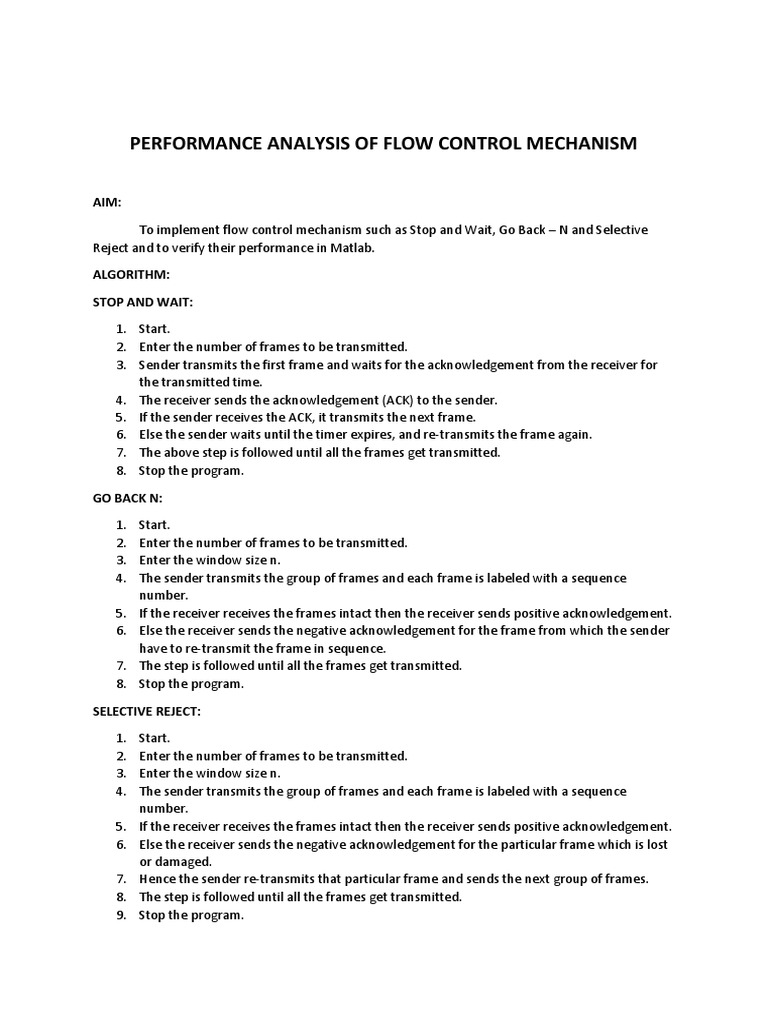 Performance Analysis of Flow Control Protocols | PDF | Transmission ...