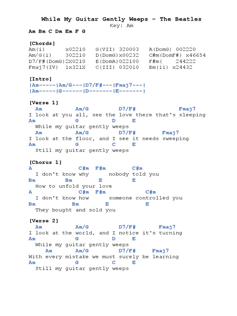 The Beatles - While My Guitar Gently Weeps Chords | PDF