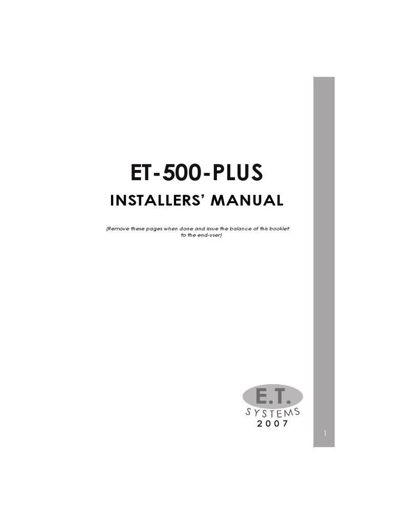 ET-500-PLUS: Installers' Manual | PDF | Power Supply | Direct Current
