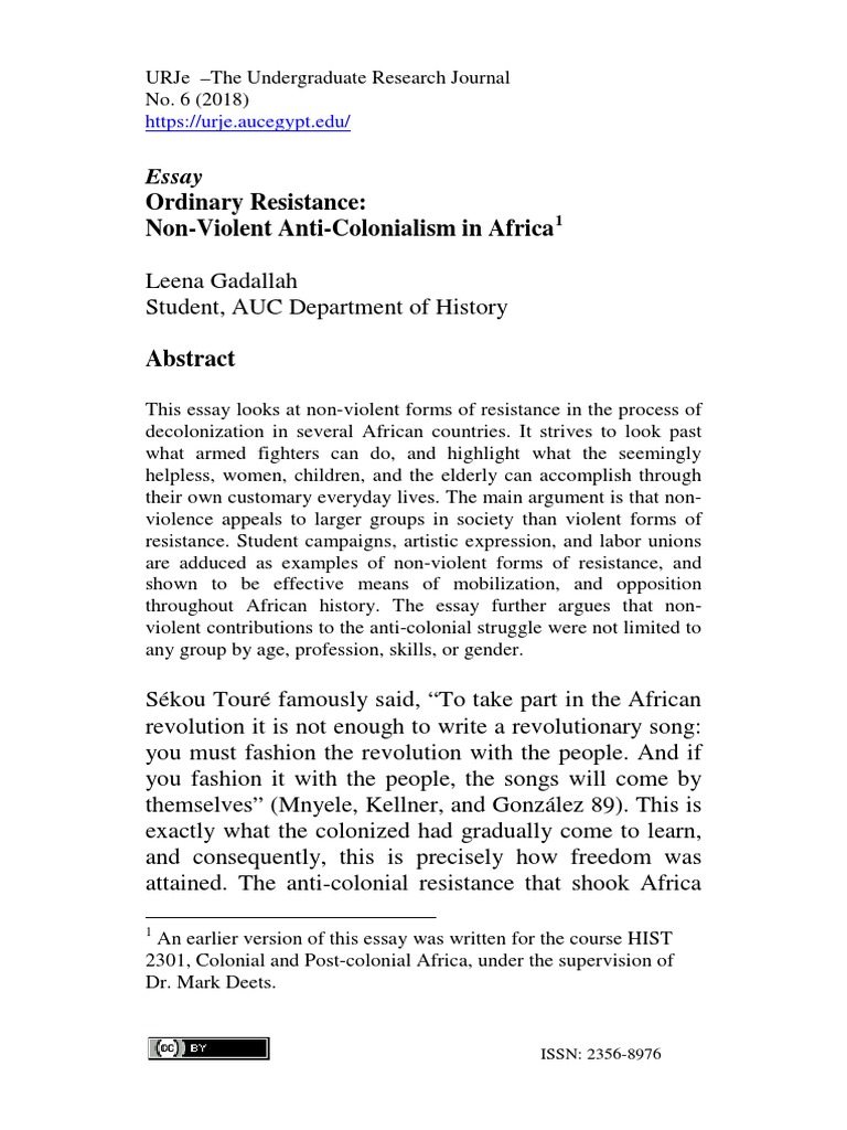 Essay: Ordinary Resistance: Non-Violent Anti-Colonialism in Africa ...