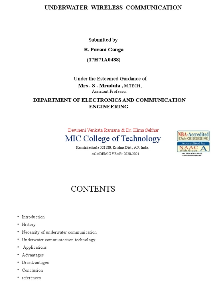 MIC College of Technology: Submitted by | PDF | Modem | Acoustics