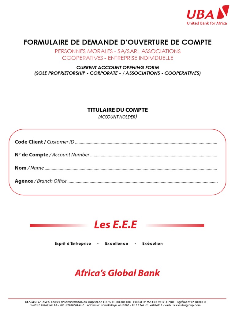 Commercial Account Opening Form | Download Free PDF | Chèque | Virement ...